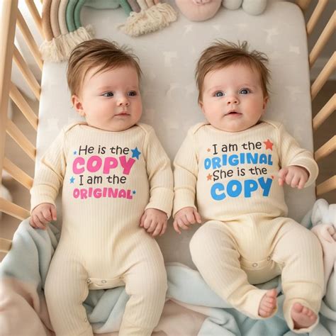 Original And Copy Matching Twin Bodysuit Funny Twin Outfit Twin Gender