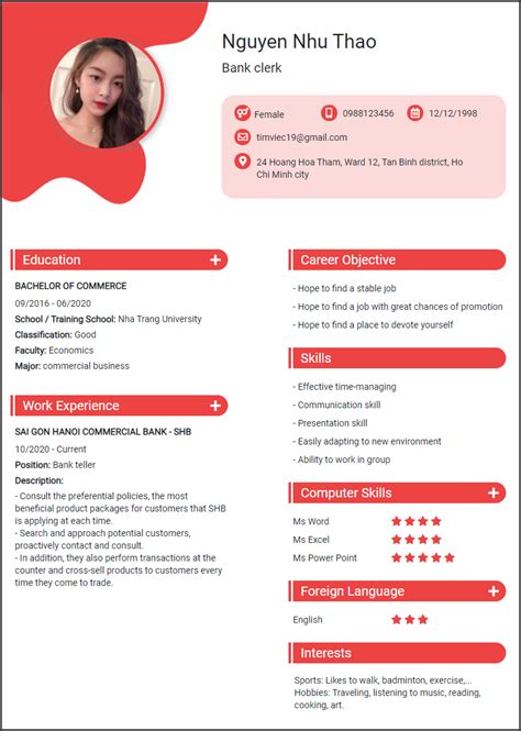 Mẫu CV tiếng Anh Mẫu CV xin việc ngành Nông Nghiệp sử dụng đa dạng cho nhiều ngành nghề