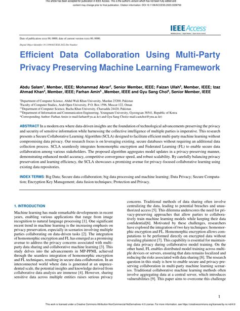 Pdf Efficient Data Collaboration Using Multi Party Privacy Preserving Machine Learning Framework
