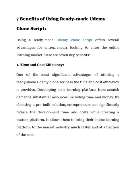 Ppt 7 Benefits Of Using Ready Made Udemy Clone Script Powerpoint