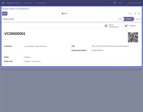 Odoo Virtual Card Webkul