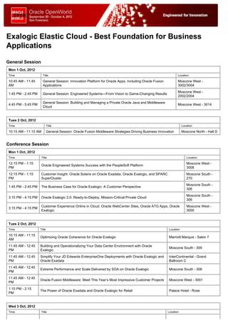 Oracle Exalogic At OOW 12 PDF