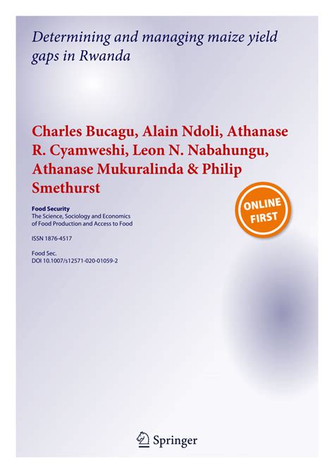 Pdf Determining And Managing Maize Yield Gaps In Rwanda