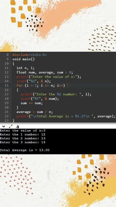 C Program To Find Average Of Numbers C Programming C Tutorials
