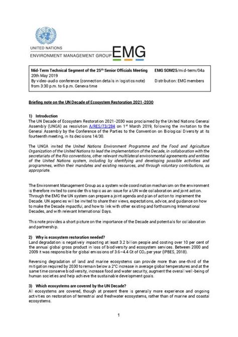 The Environment Pdf 50252 04a Un Decade Ecosystem Restoration