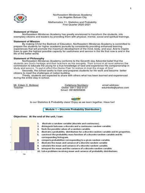 Stat 2020 2021 Module 1 Lecture Pdf Probability Distribution Variance