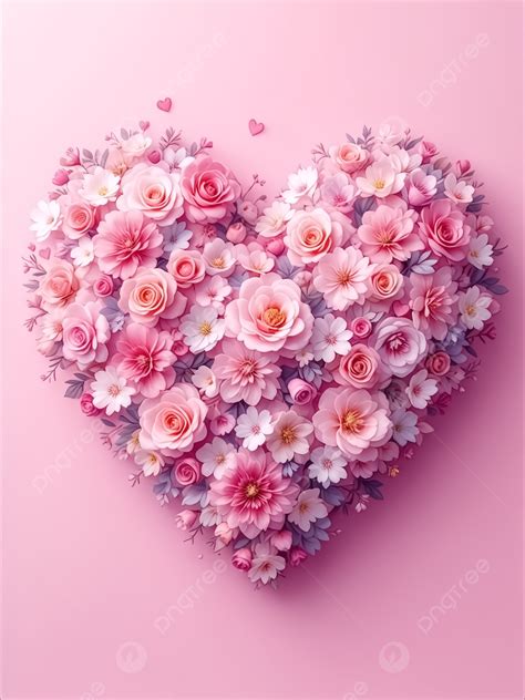 하트 모양의 분홍색 꽃 꽃 배열 배경 배경 화면 및 일러스트 무료 다운로드 Pngtree