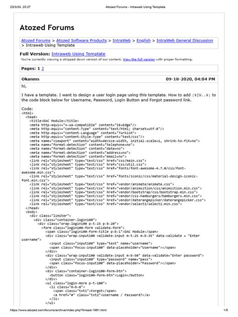 Atozed Forums Intraweb Using Template Download Free Pdf