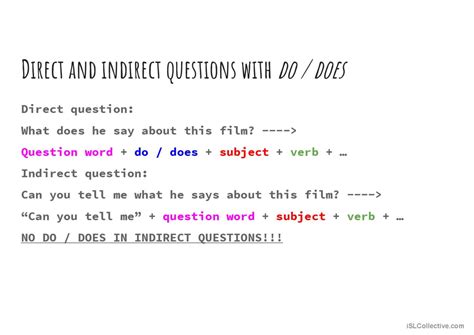 Rules And Tasks On Indirect Question… English Esl Powerpoints