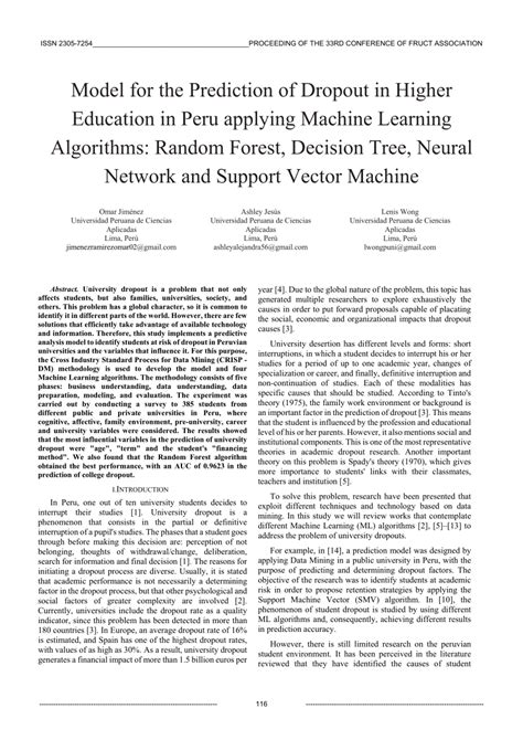 Pdf Model For The Prediction Of Dropout In Higher Education In Peru