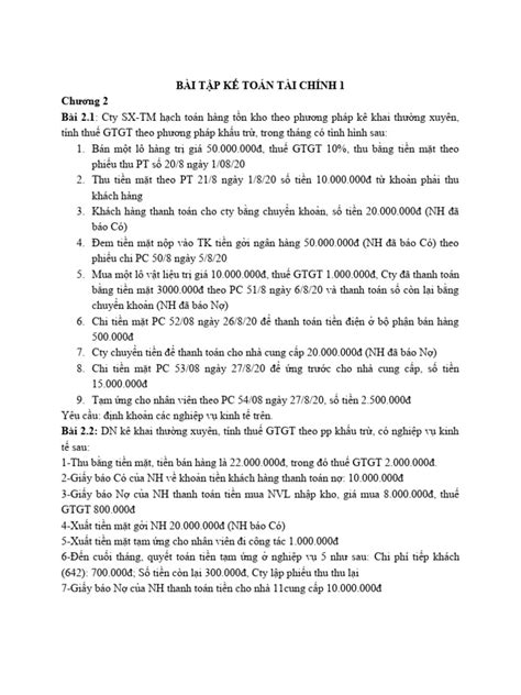 Bai Tap KTTC 1 | PDF