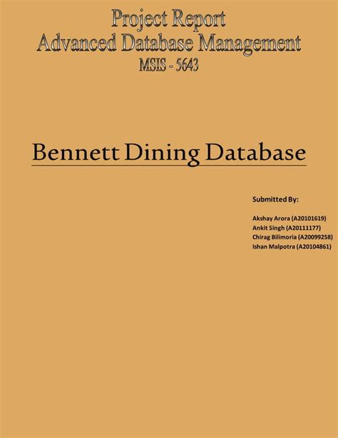 Advanced Database Management Systems Project Report Docx Databases