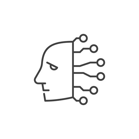 Robot Head With Circuits Vector Artificial Intelligence Concept Line