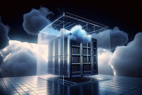 Premium Ai Image A Server With Cloud Data Processing Futuristic Technology In A Blue Sky With
