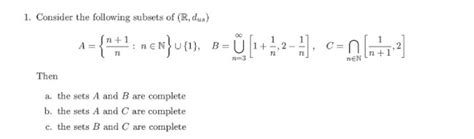 solved 1 consider the following subsets of r dus in 1 a