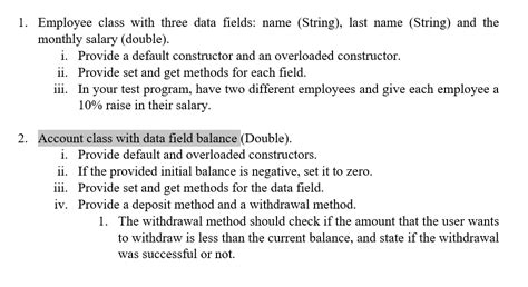 Solved Design The Following Classes As Described And Make A Chegg