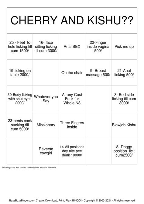 SEX Positions Bingo Cards To Download Print And Customize
