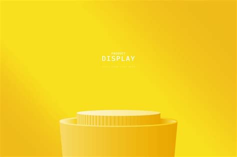 제품 디스플레이를 위한 최소한의 모형 장면 현실적인 노란색 3d 실린더 포디움과 밝은 배경 프리미엄 벡터