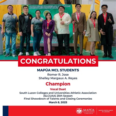 Mapúa Mcl Students Win Vocal Duet Championship In Slcuaa 25th Season