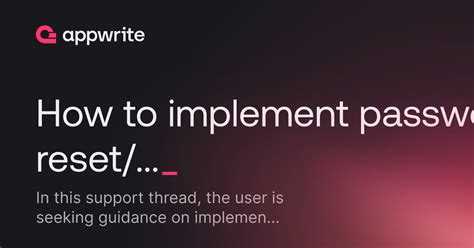 How To Implement Password Resetrecovery In React Native For Appwrite Threads Appwrite