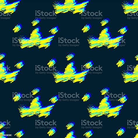 짙은 파란색 배경에 격리된 노란색 흐린 잉크 크라운 귀여운 매끄러운 패턴 벡터 간단한 평면 그래픽 손으로 그린 그림 텍스처 그래피티에 대한 스톡 벡터 아트 및 기타 이미지