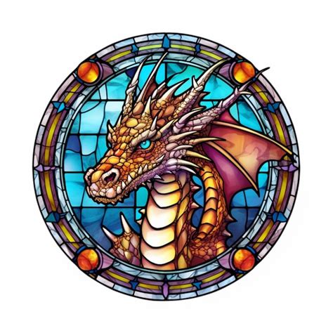 Premium Ai Image A Close Up Of A Dragon In A Stained Glass Window Generative Ai