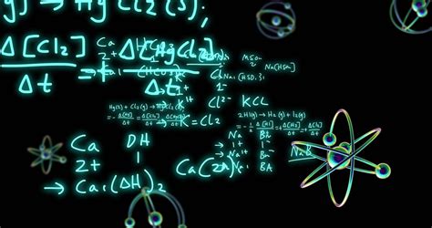 Complex Physics And Chemistry Formulas With Atom Models Free Stock