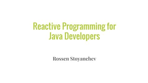 Reactiveprogrammingforjavadeveloperspdf