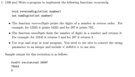 Solved Write A Program To Implement The Following Functions Chegg