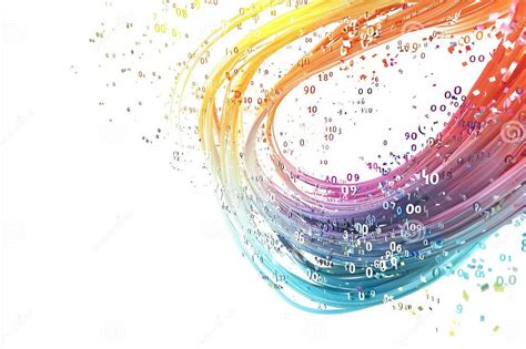 An Abstract Visualization Of Digital Data With Binary Code And Network Connections In Three
