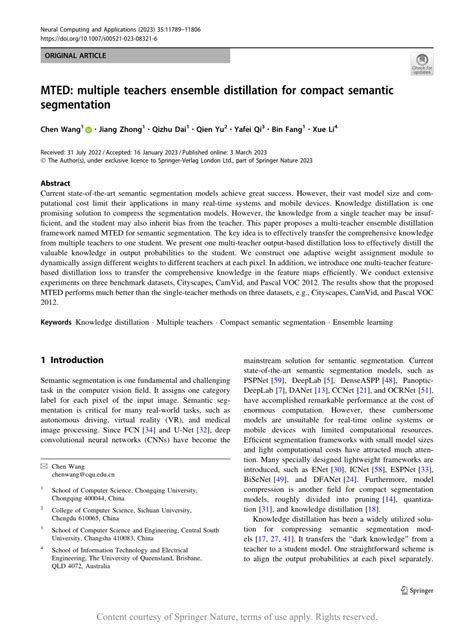 Mted Multiple Teachers Ensemble Distillation For Compact Semantic