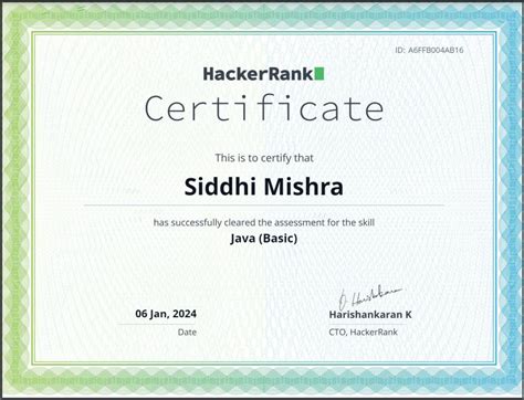siddhi mishra on linkedin java javaprogramminglanguage hackerrank hackerrankcertified