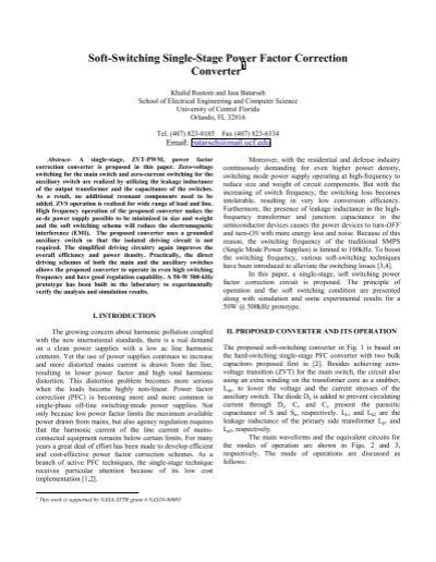 Soft Switching Single Stage Power Factor Correction Converter