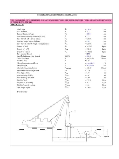 Pipeline Lowering Calculation Pdfcoffee Pdf