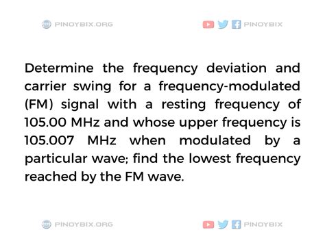 Solution Determine The Frequency Deviation And Carrier Swing