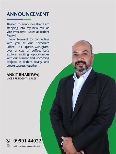 I Am Excited To Share That I Have Joined Trident Realty As Vice President Sales I Would Like