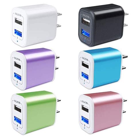 Charger Base USB Brick Ailkin 6Pack High Speed Charging Blocks USB Outlet Plug Charger Base
