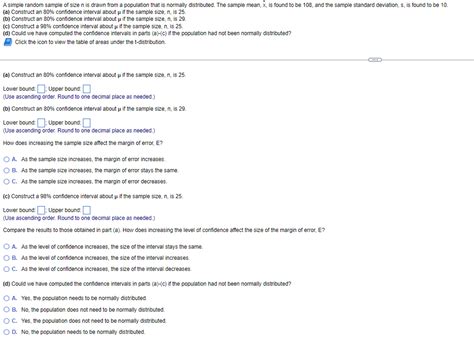 Solved A Simple Random Sample Of Size N Is Drawn From A Chegg