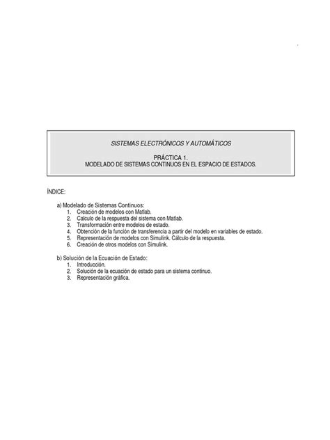 Ejemplo De Practica Modelado De Variables De Estado Pdf Matriz Matemáticas Valores
