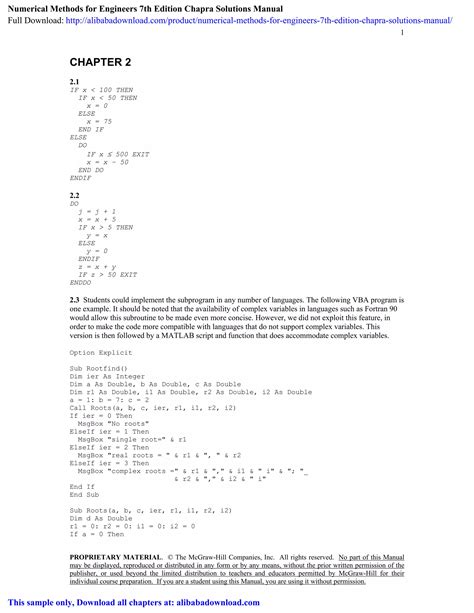 Numerical Methods For Engineers 7th Edition Chapra Solutions Manual Pdf Programming
