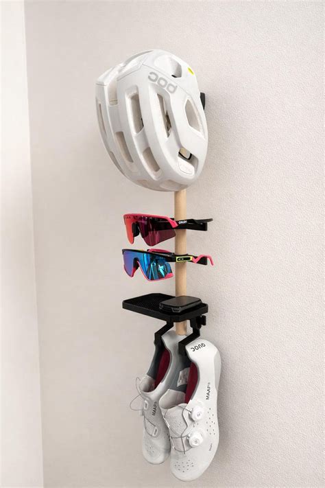Wall Mounted Cycling And Run Gear Organizer Helmet Hook Sunglass Rack
