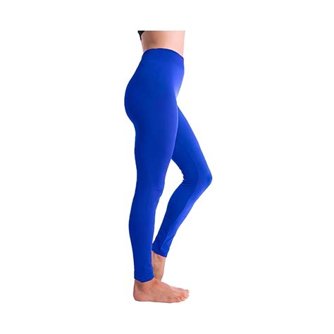 Warm Womens High Waist Seamless Fleece Leggings For Yoga And Fitness Royal Blue Regular Size