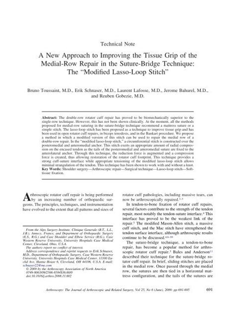 Modified Lasso Loop Stitch Arthroscopic Total Shoulder