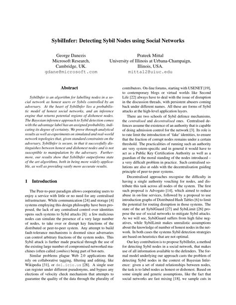 Pdf Sybilinfer Detecting Sybil Nodes Using Social Networks