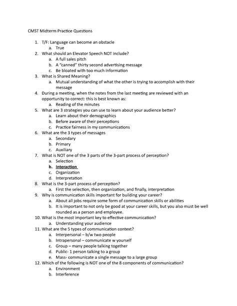 midterm practice questions cmst midterm practice questions t f