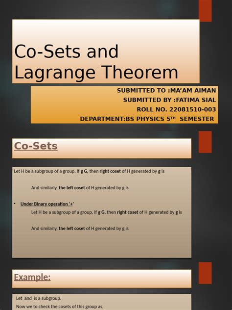 Co Sets And Lagrange Theorem Explained Pdf