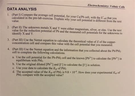 Solved Pre Lab Exercise Use Table Of Standard Reduction