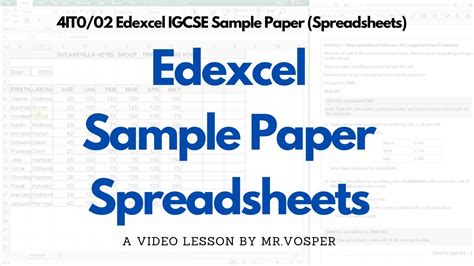 Igcse Ict Sample Paper Spreadsheets Edexcel Microsoft Excel Youtube