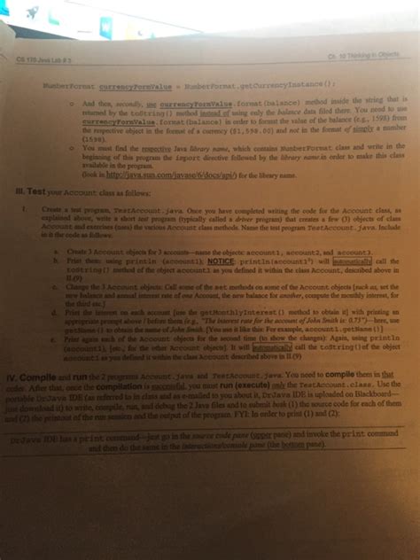 Solved Ch 10 Cs 17o Java Lab 3 Lab Activities Account