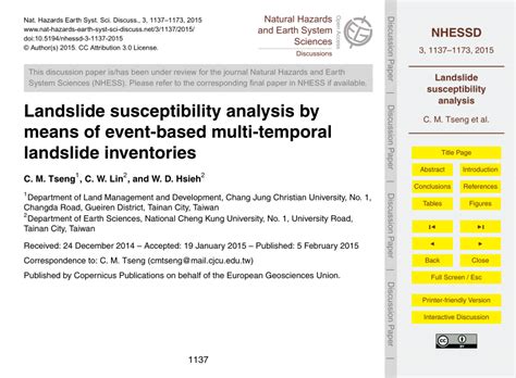 Pdf Landslide Susceptibility Analysis By Means Of Event Based Multi Temporal Landslide Inventories